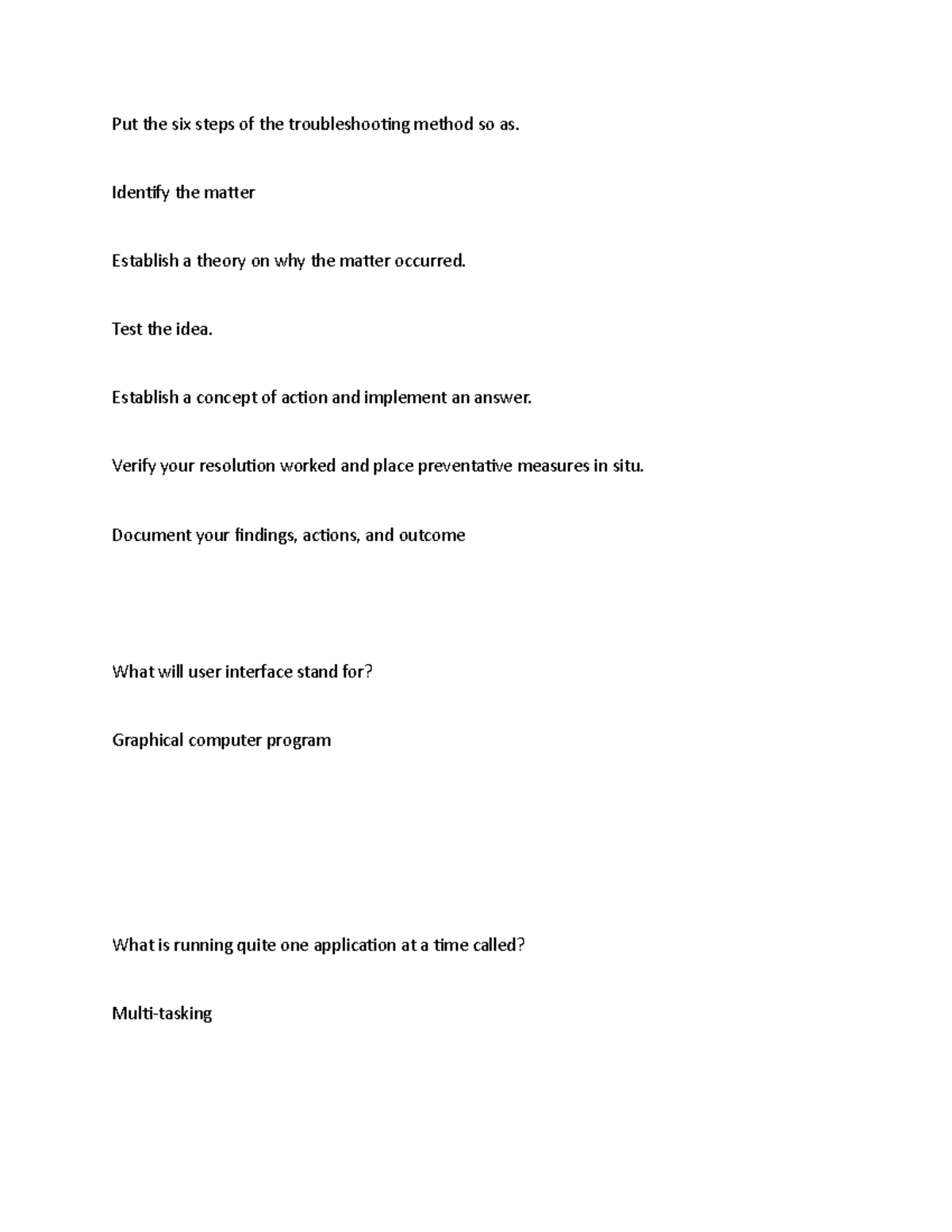 IT Fundamentals Test Prep 3 Part 2 - Put the six steps of the ...