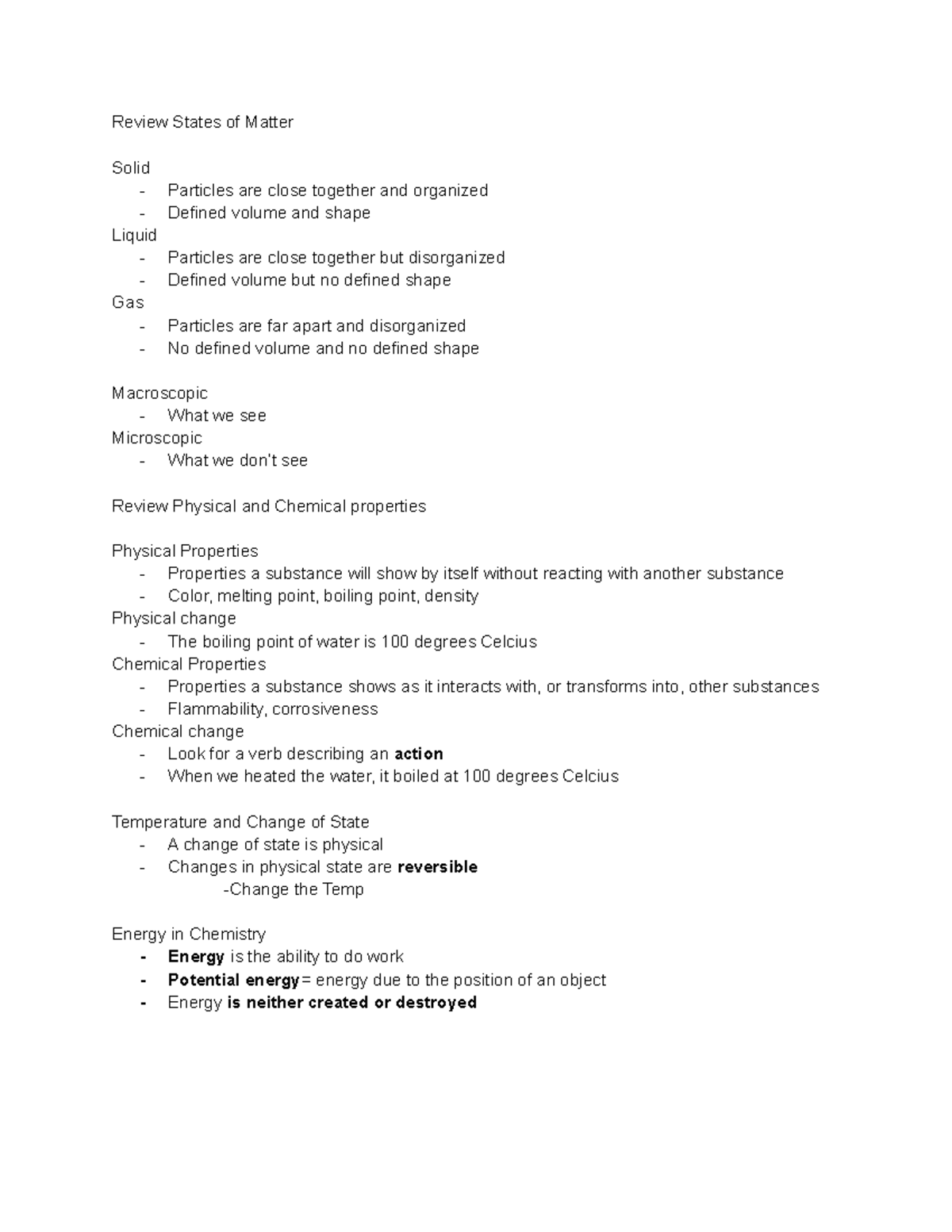 Chem 122 Notes - States of matter, physical and chemical properties ...