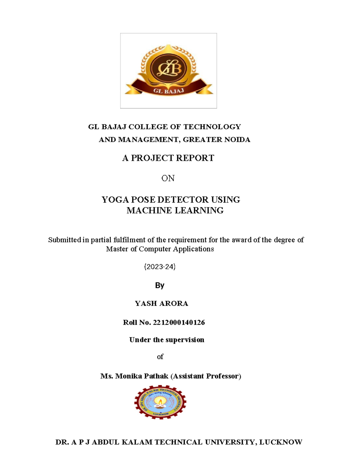 Yash final final - GL BAJAJ COLLEGE OF TECHNOLOGY AND MANAGEMENT ...