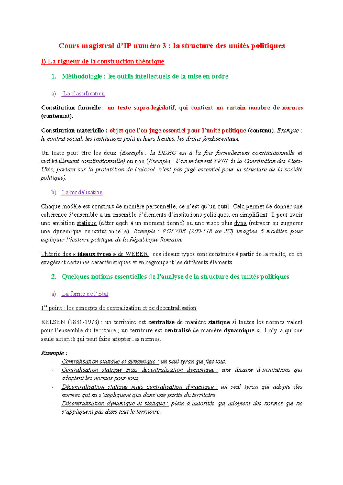 Cours magistral d'IP 3 - Résumé Institutions politiques - Cours ...