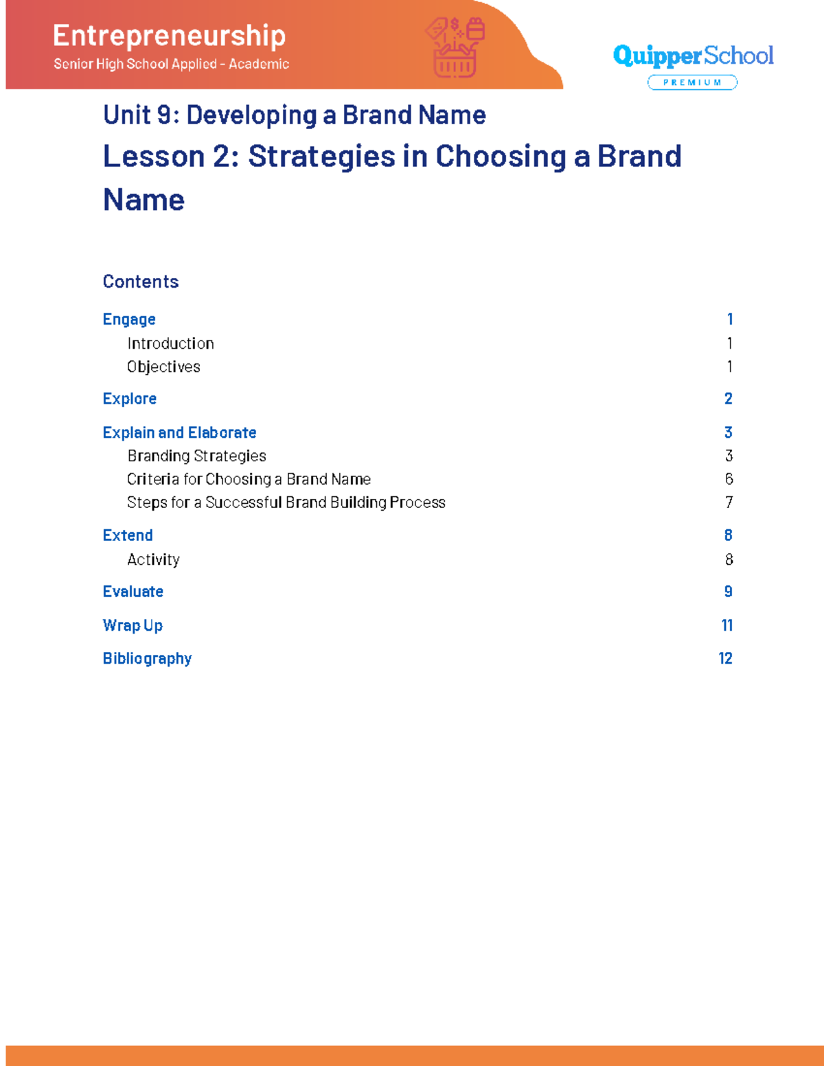 ENT SG Unit9 Lesson 2 Final - Unit 9: Developing a Brand Name Lesson 2 ...