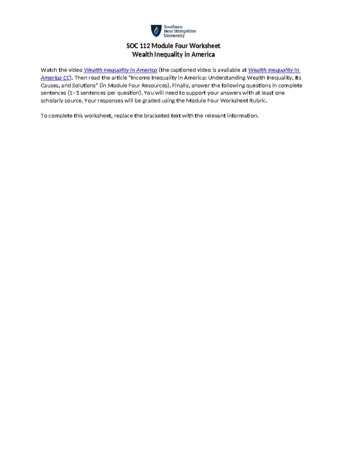 4-1 Worksheet Wealth Inequality in America - SOC 112 Module Four ...