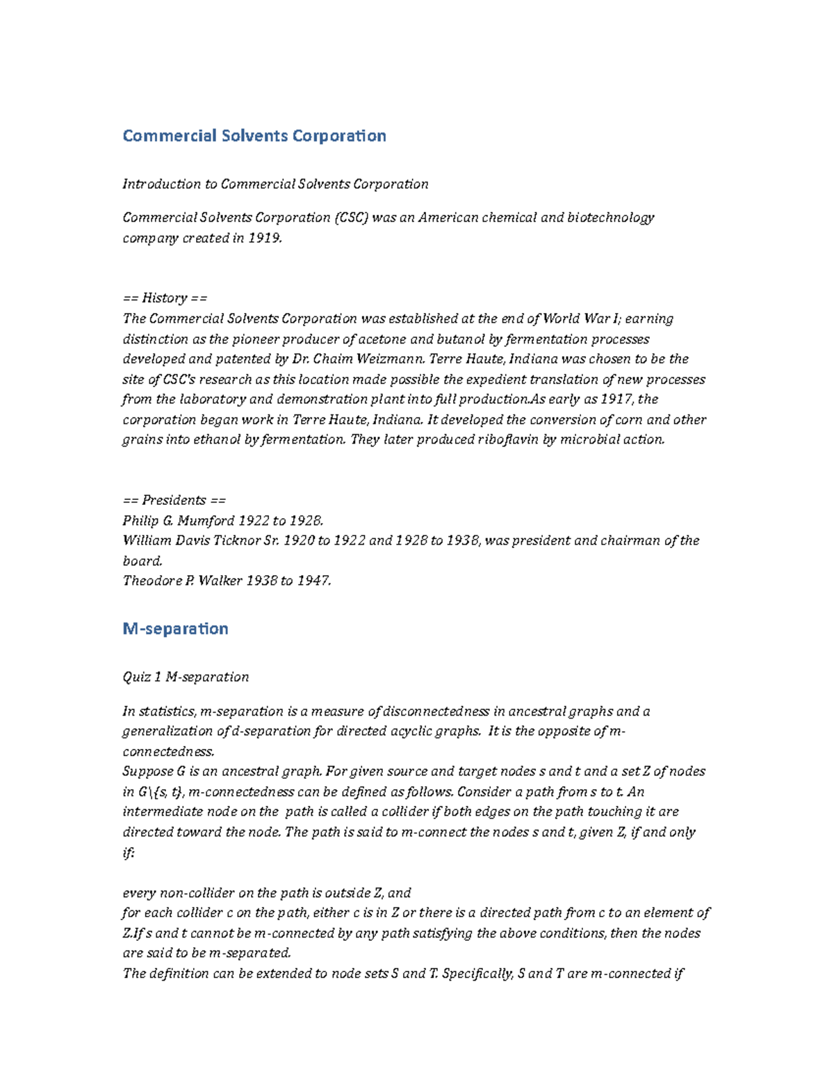 PSY167Lab Commercial Solvents Corporation - Commercial Solvents ...