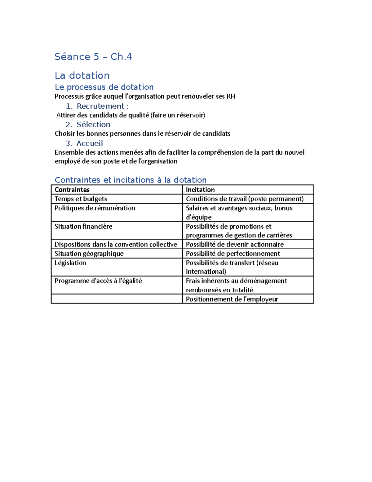 Séance 5- la dotation - notes - Séance 5 – Ch. La dotation Le processus ...