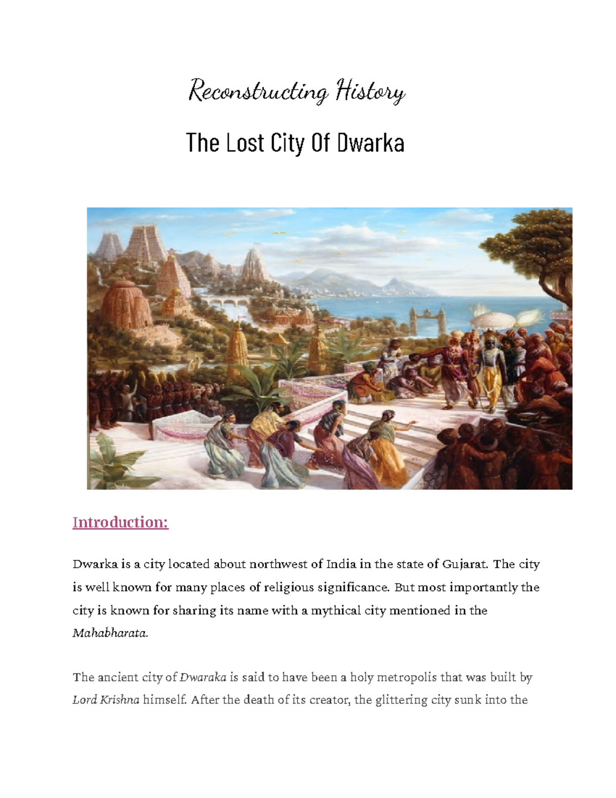 The Lost City Of Dwarka - Reconstructing History The Lost City Of ...
