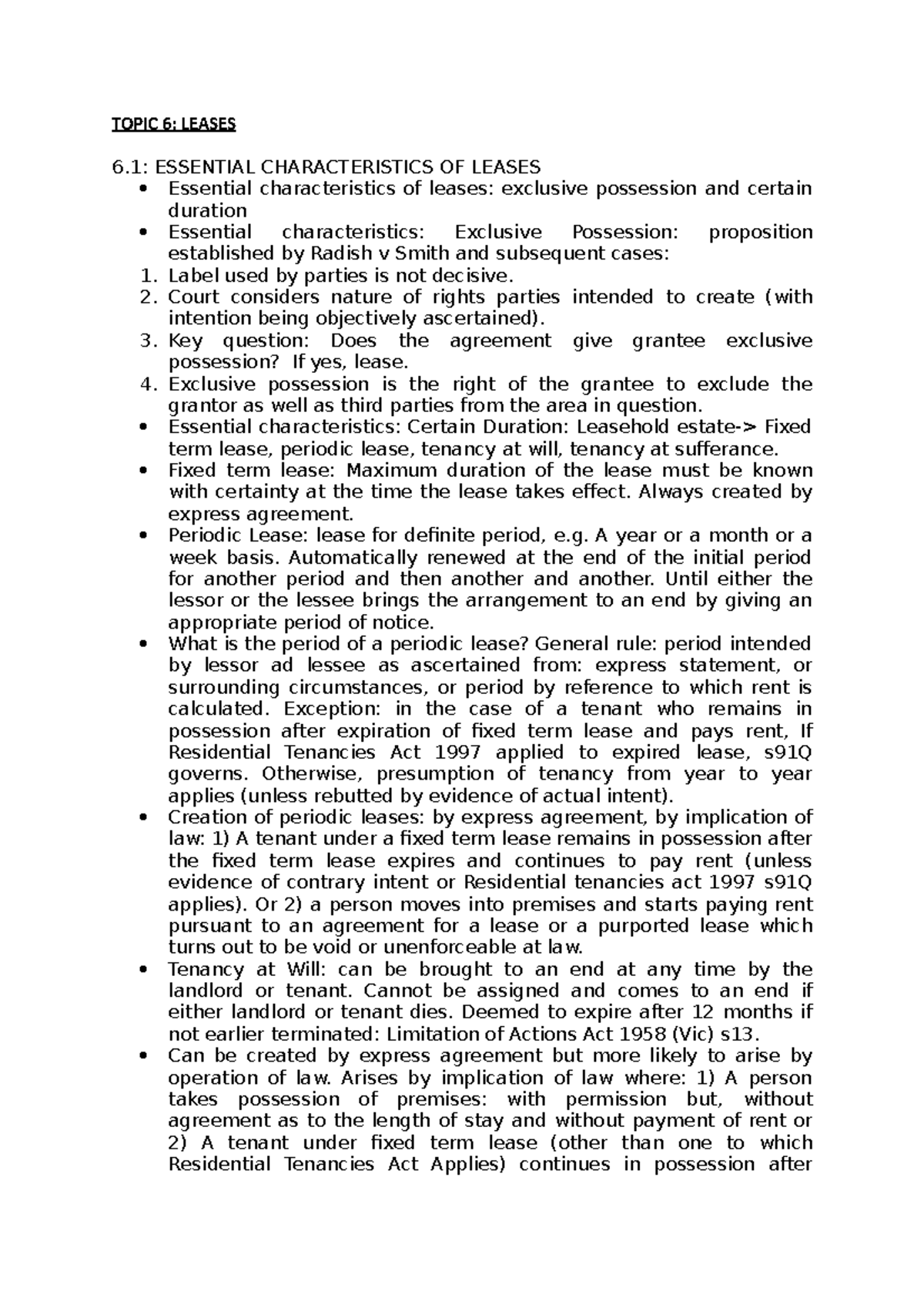 Topic 6 ( Leases) - NOTES - TOPIC 6: LEASES 6: ESSENTIAL ...