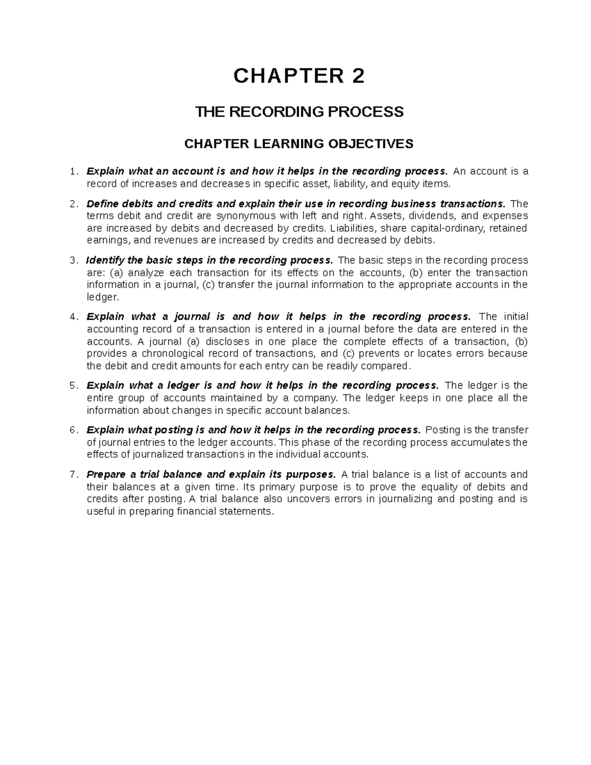 Ch02 - test bank - CHAPTER 2 THE RECORDING PROCESS CHAPTER LEARNING ...
