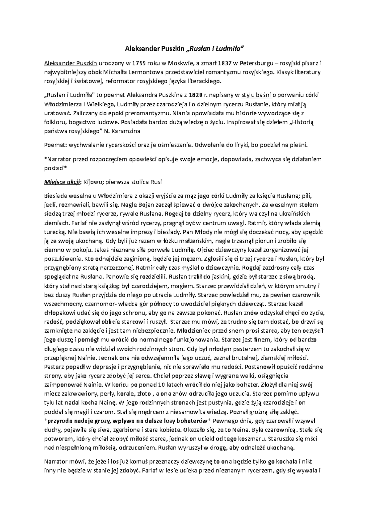 Rusłan i Ludmiła Puszkin - Aleksander Puszkin „Rusłan i Ludmiła ...
