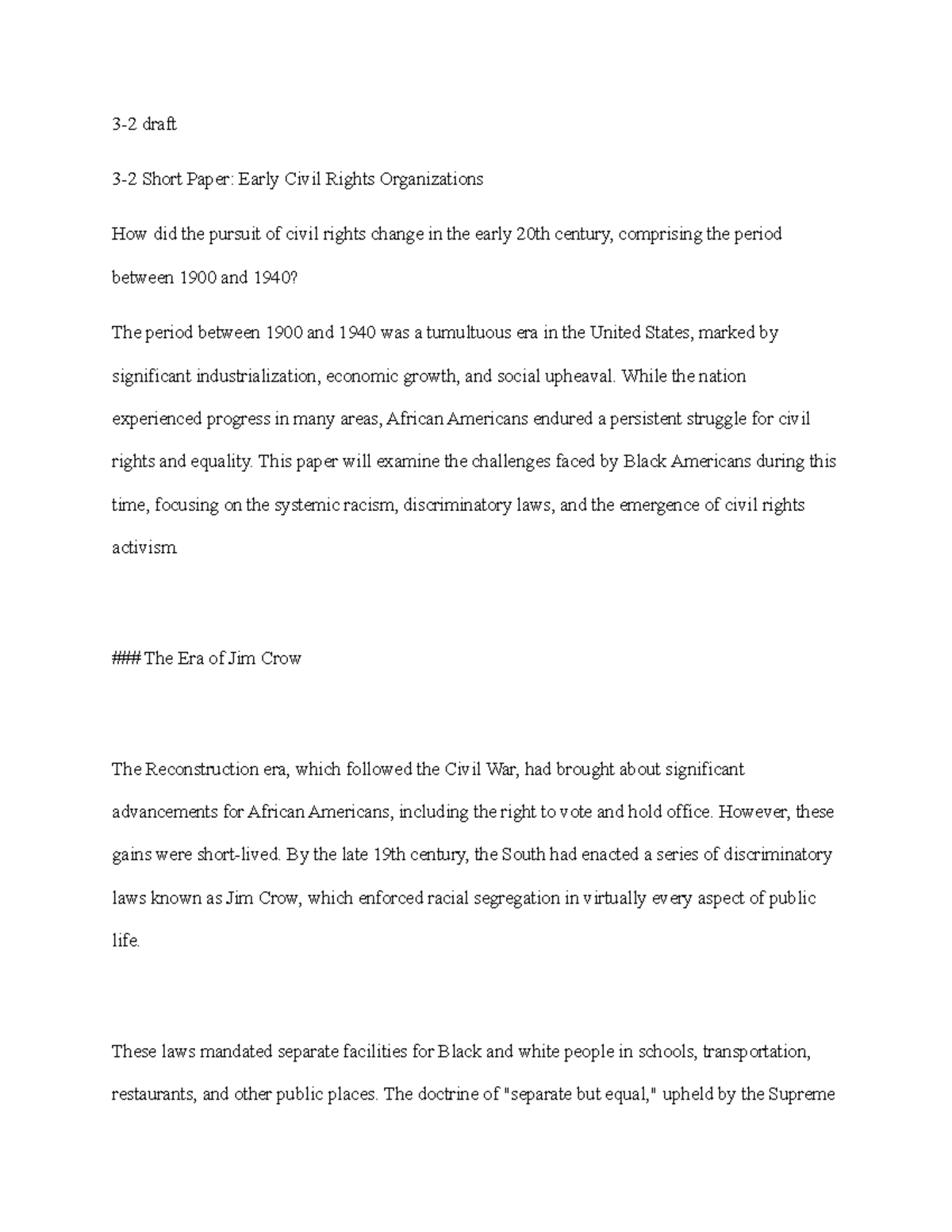 3-2 draft - 3-2 draft 3-2 Short Paper: Early Civil Rights Organizations ...