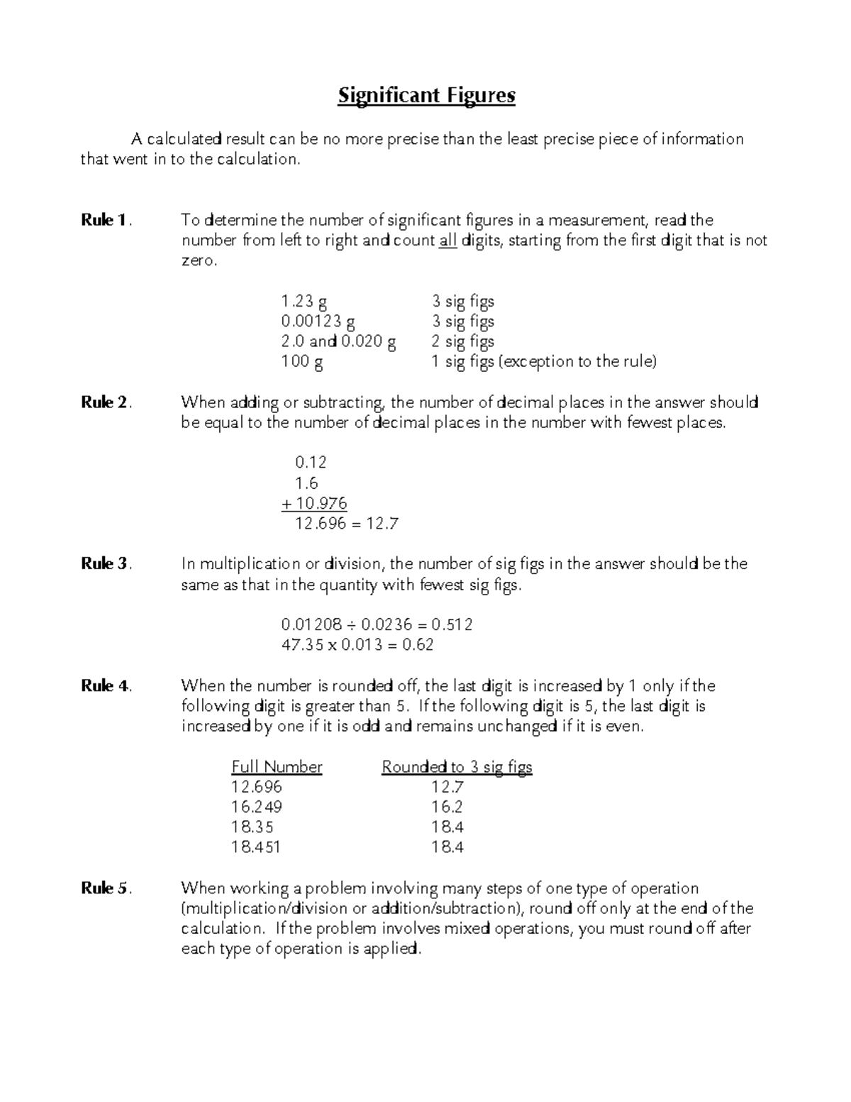 2029097 Significant Figures Cheat Sheet Allows User To Easily 