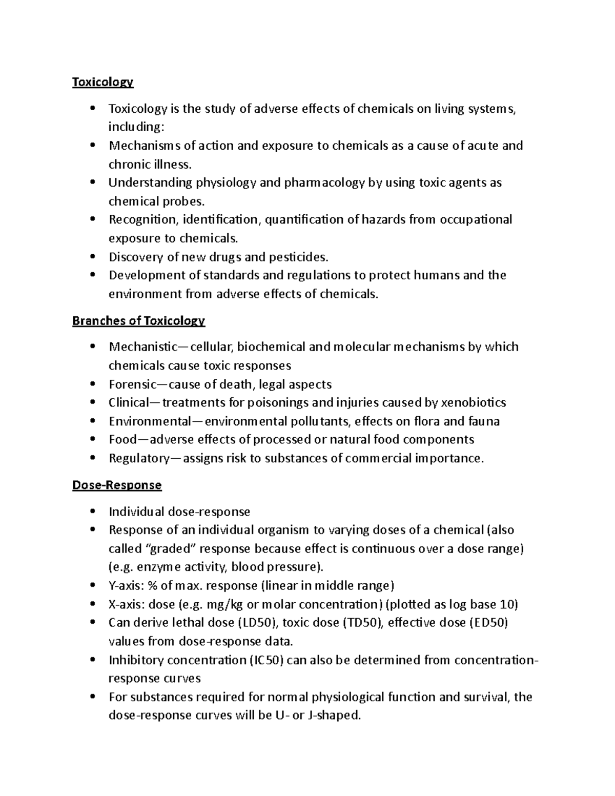 Toxicology - Lecture note - Toxicology Toxicology is the study of ...