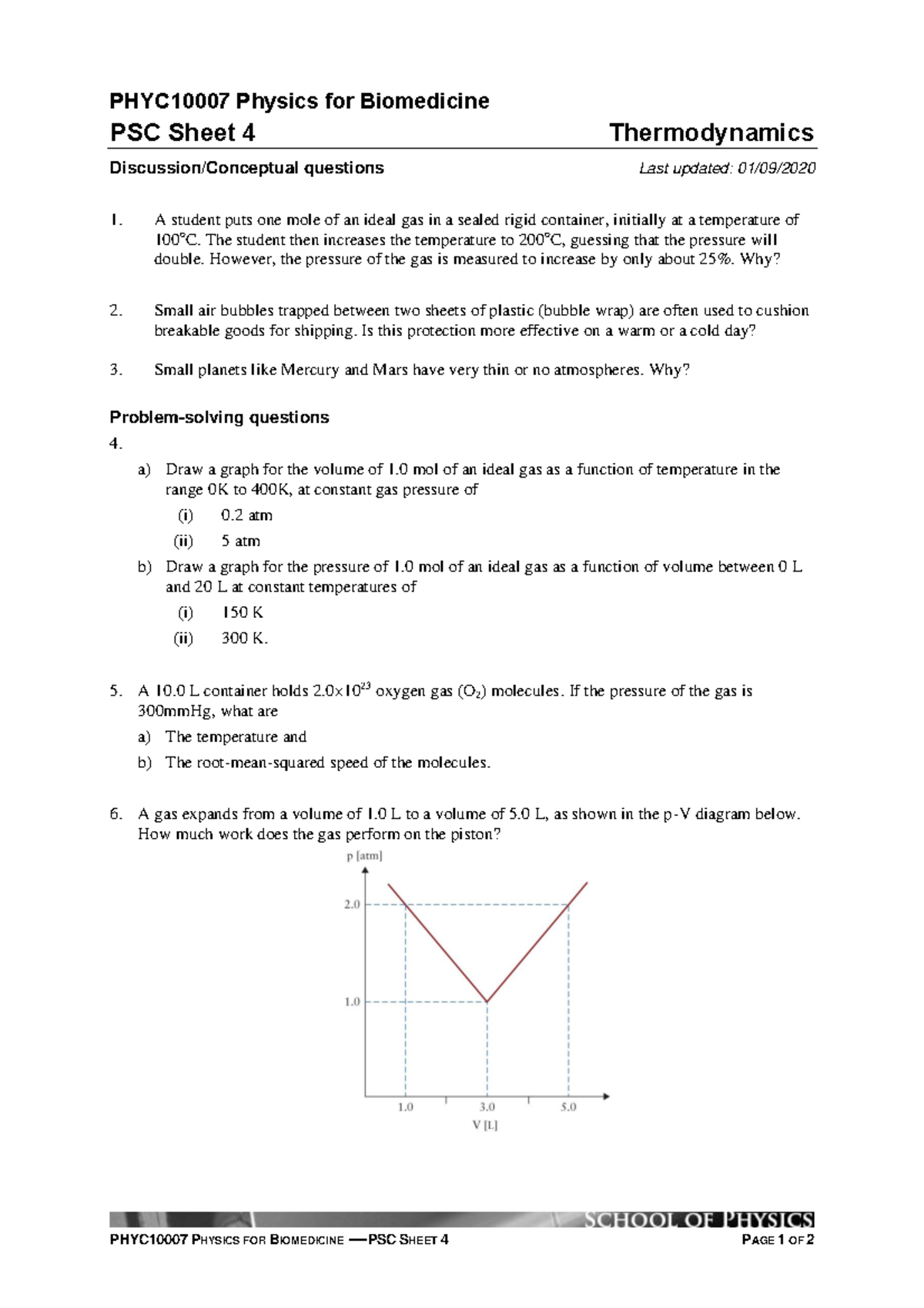 Tute 4 - Tutorial sheet - PHYC10007 PHYSICS FOR BIOMEDICINE ⎯ PSC SHEET ...