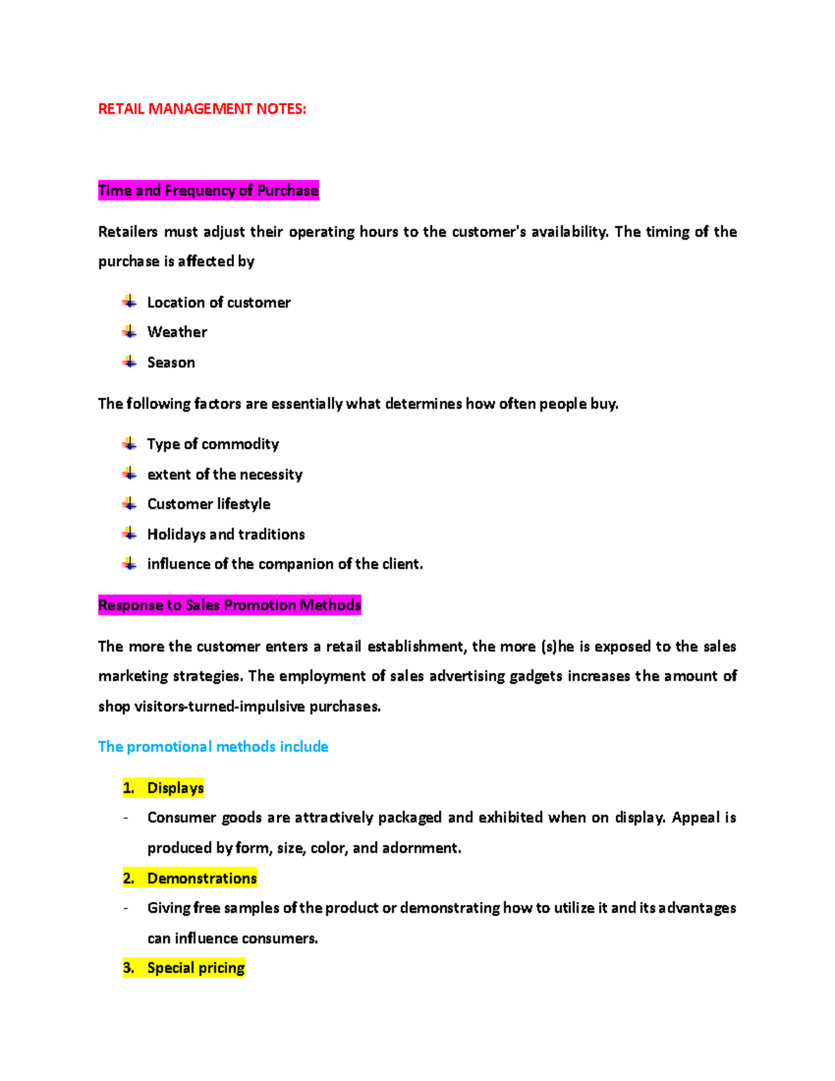 Retail Management - RETAIL MANAGEMENT NOTES: Time and Frequency of ...