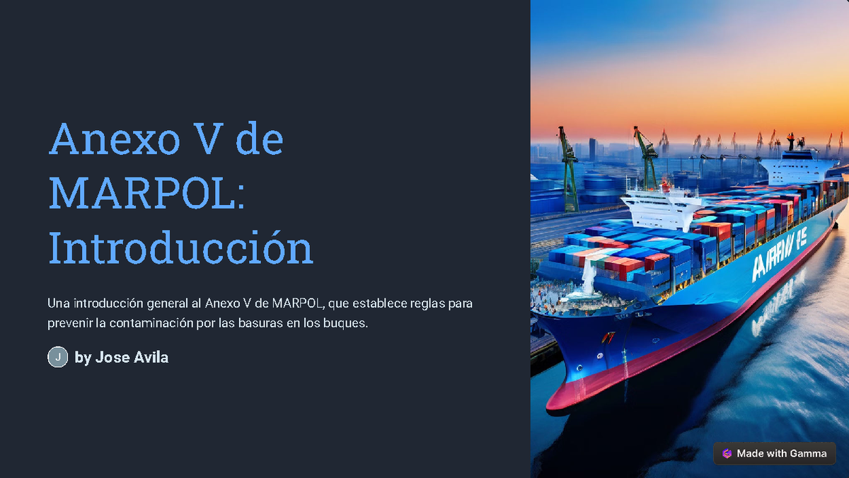Anexo V de Marpol Introduccion - Anexo V de MARPOL: Introducción Una introducción general al ...