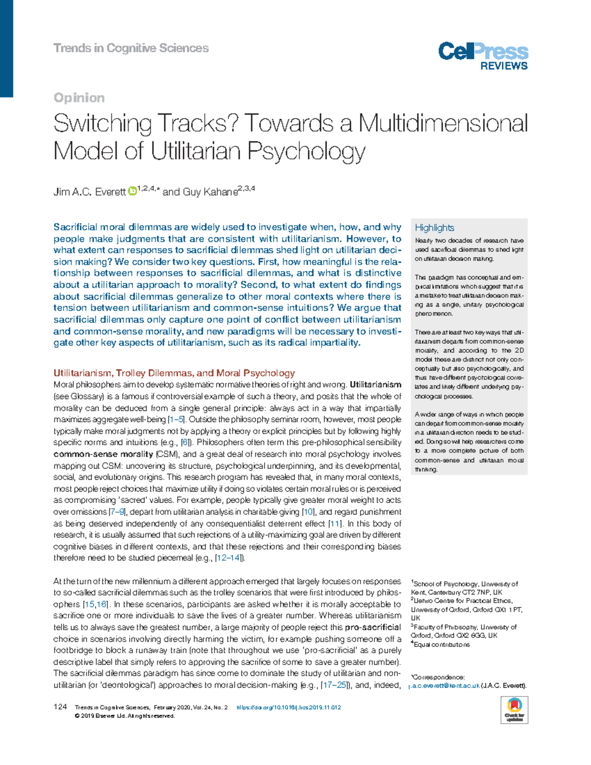 Switching Tracks Towards a Multidimensional Model of Utilitarian ...