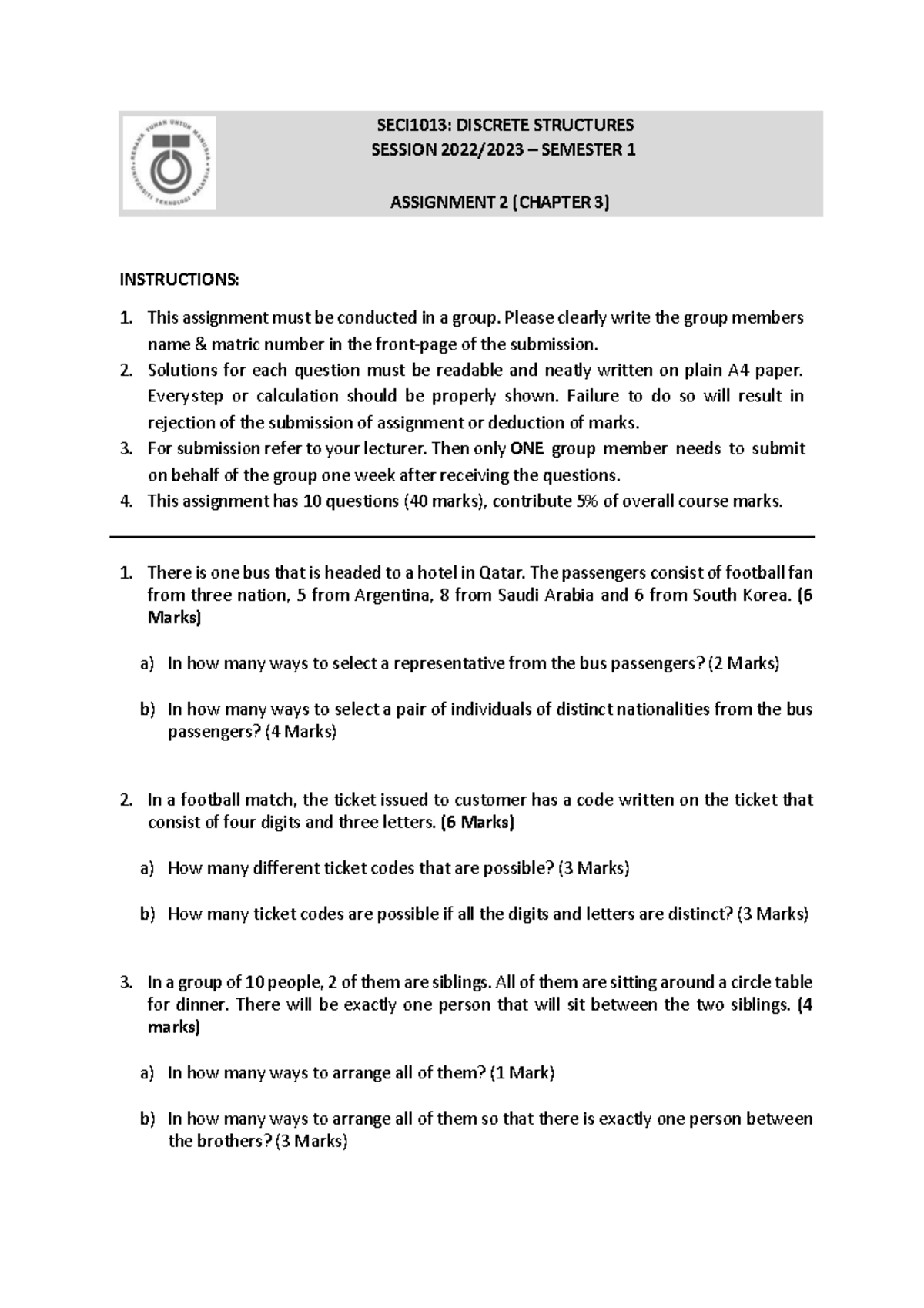Assignment 3 SECI1013 - INSTRUCTIONS: This assignment must be conducted ...