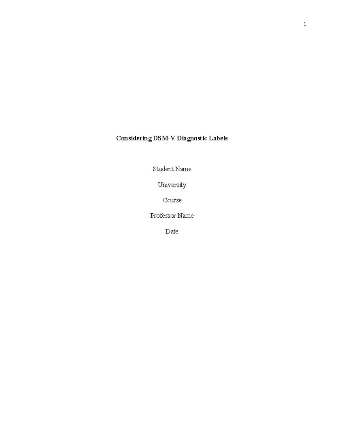 332173-Considering DSM V Diagnostic Labels - 1 Considering DSM-V ...