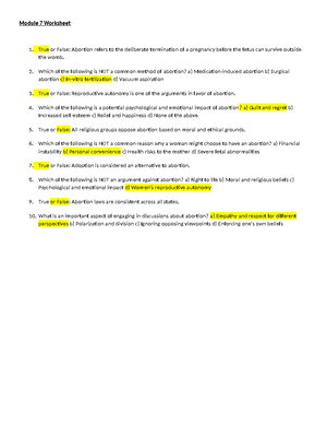 Module 6 worksheet stu - ASSIGMENT ANSWERS - Module 6 Worksheet 1. What ...