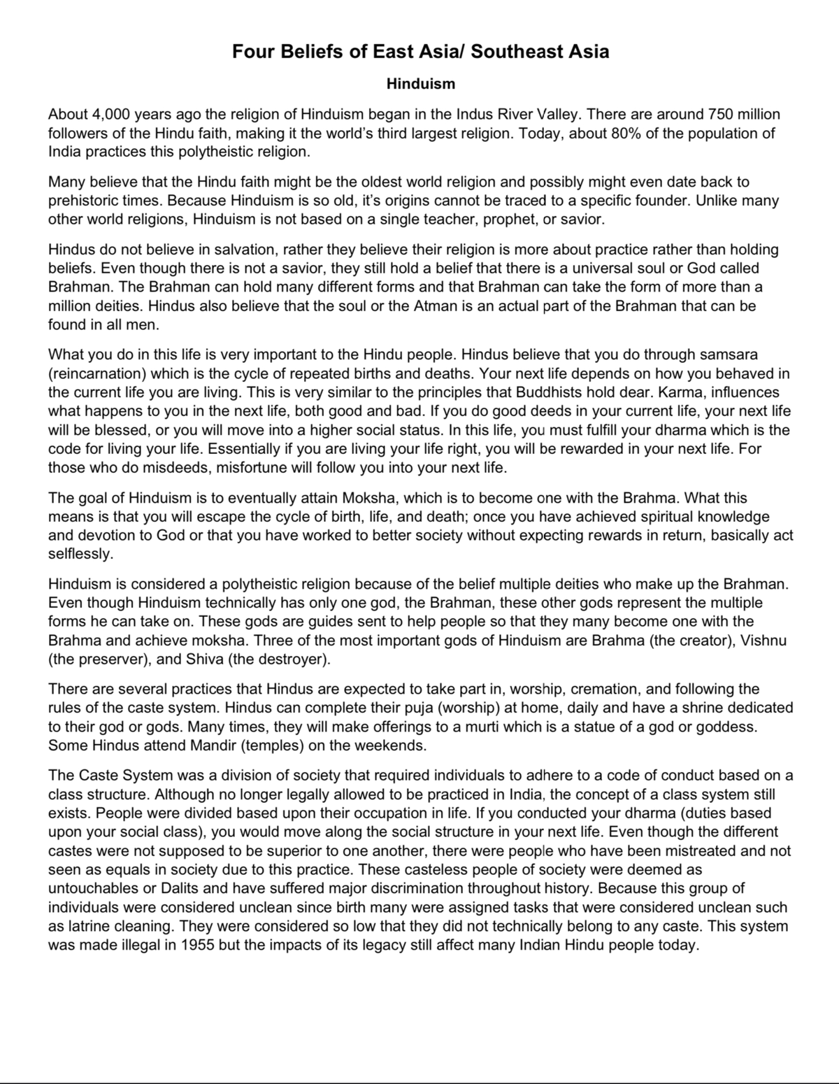 Four Beliefs of East Asia: Southeast Asia - Studocu