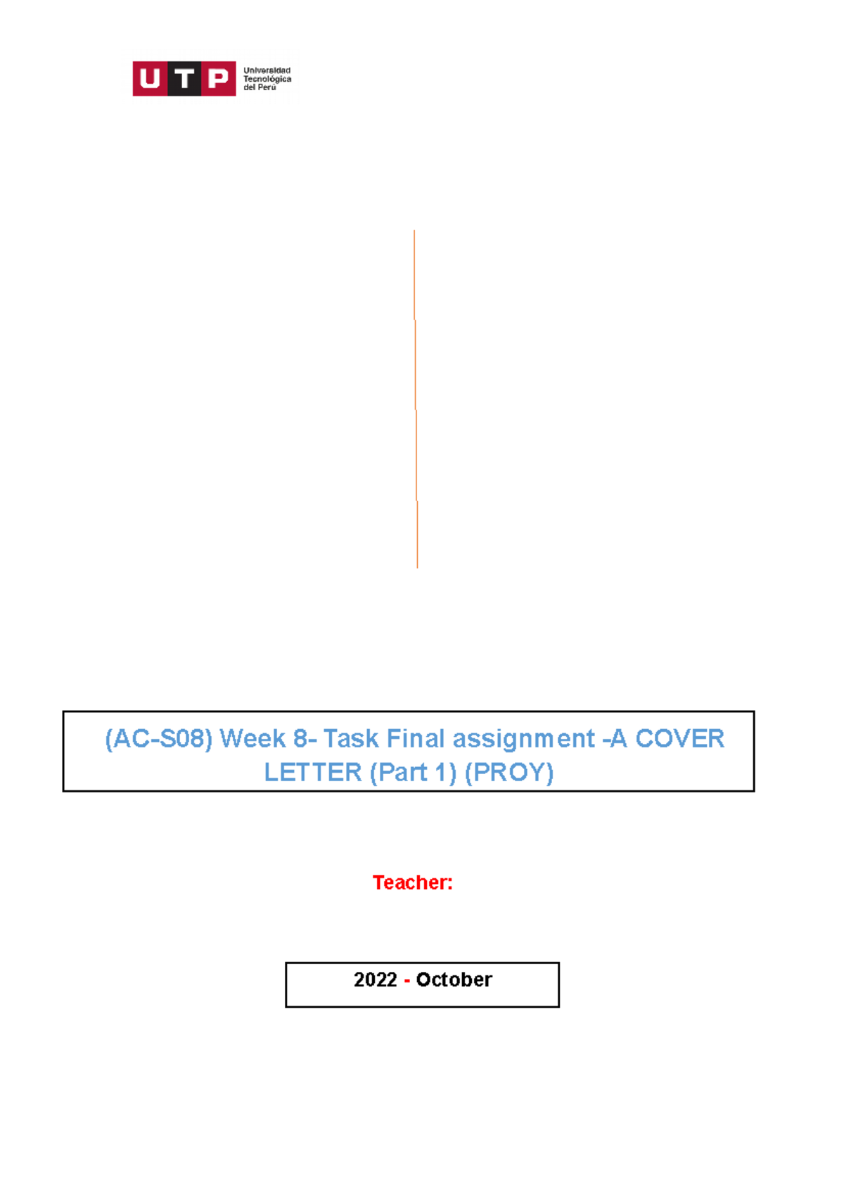 Week 8- Task Final assignment -A Cover Letter (Part 1) (PROY) - (AC-S08) Week 8- Task Final ...