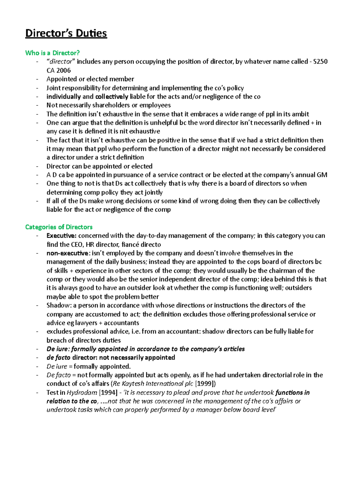 Director's Duties - topic 3 and 4 - Director’s Duties Who is a Director ...