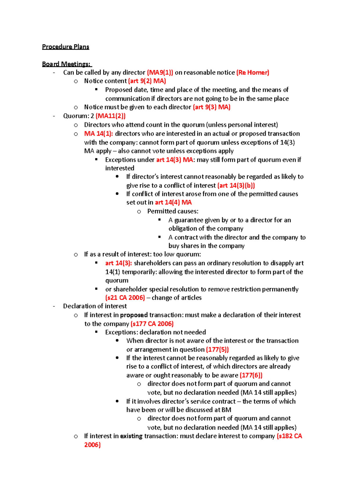 GM, BM, WR procedure - Procedure Plans Board Meetings: - Can be called ...