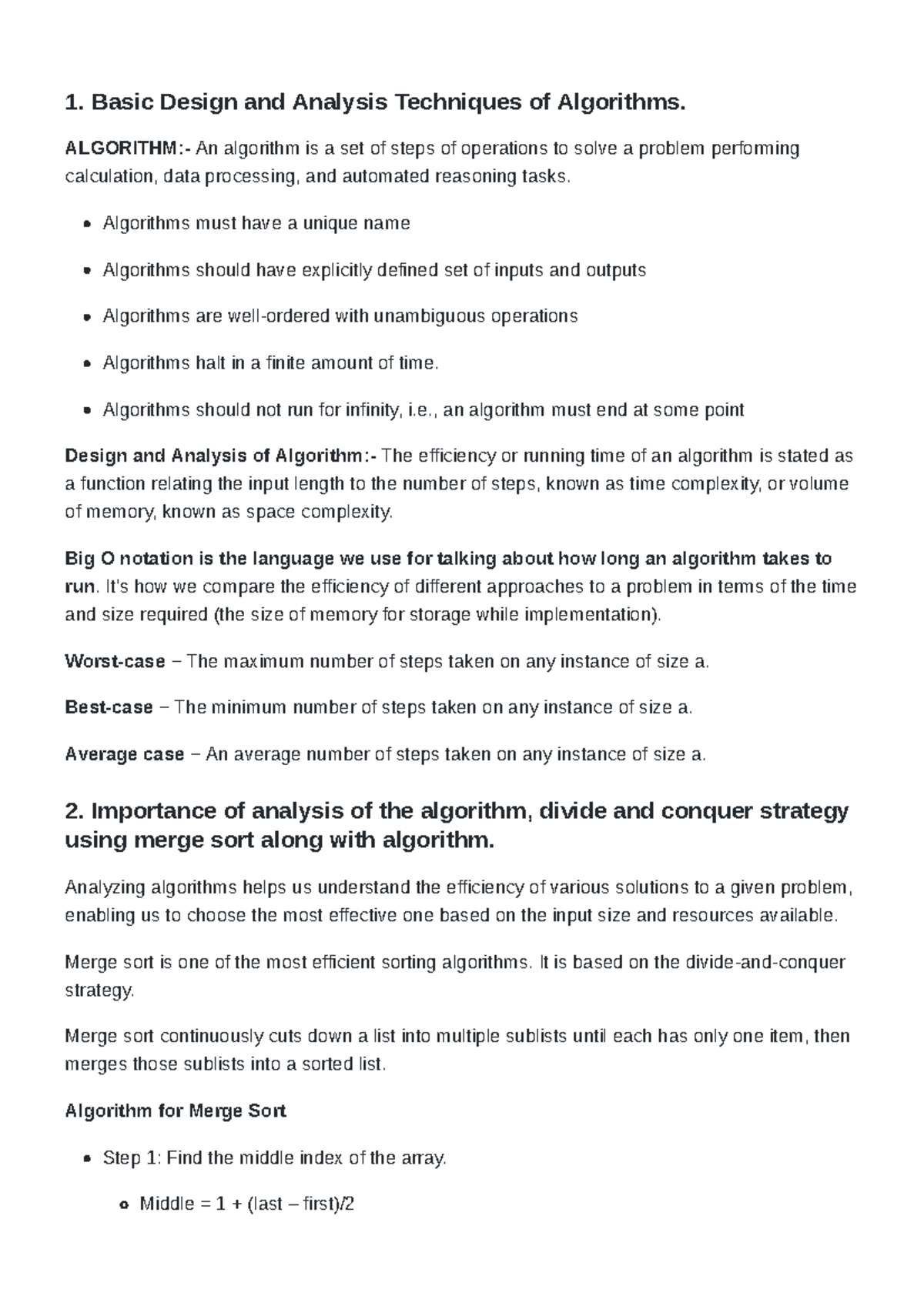Foa qb - 1. Basic Design and Analysis Techniques of Algorithms ...