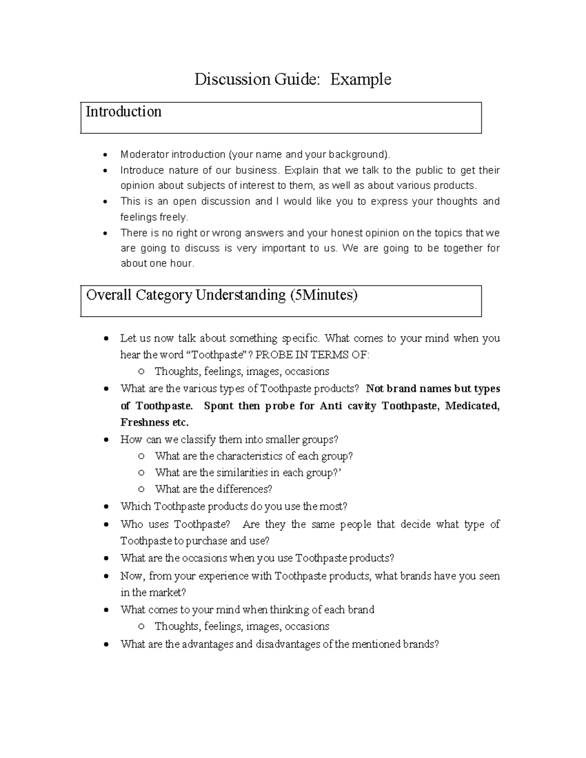 Example Discussion guide - Discussion Guide: Example Introduction ...