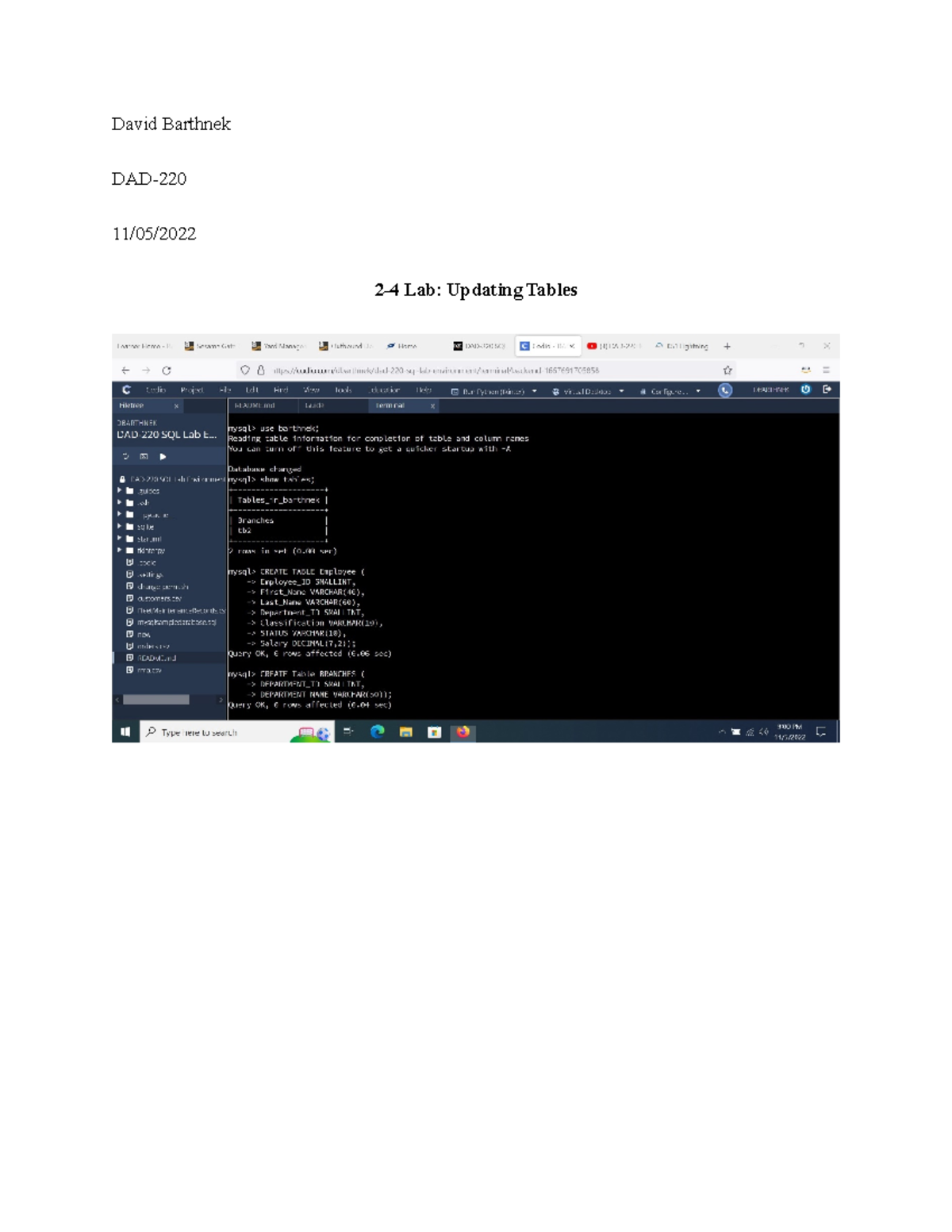 2 4 Lab Updating Tables It 202 David Barthnek Dad 11 05 2 4 Lab