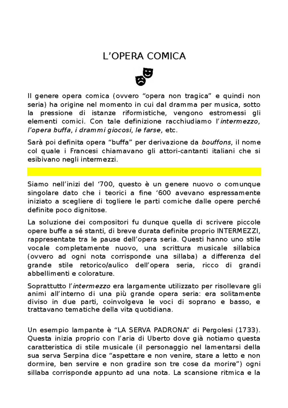 Opera Comica (Idoneità di storia) - L’OPERA COMICA Il genere opera ...