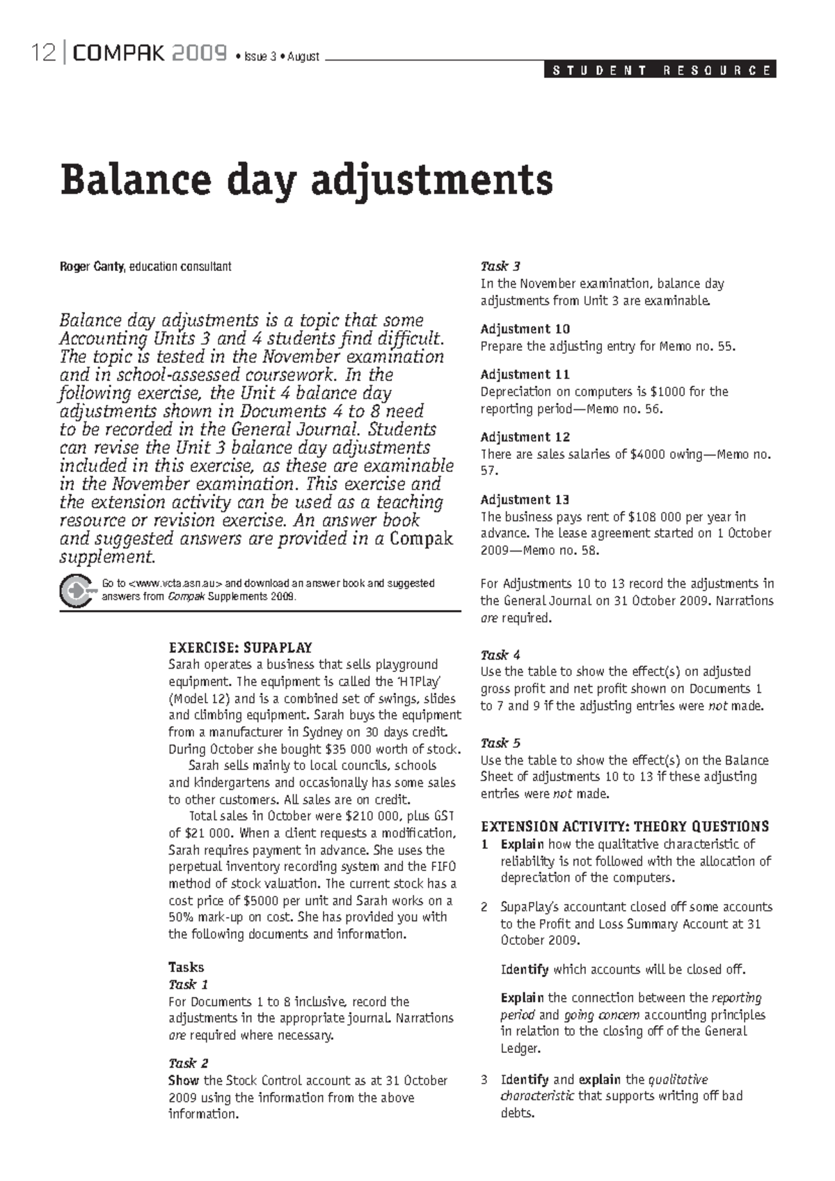 ACC Balance Day adjustments Questions - S T U D E N T R E S O U R C E ...