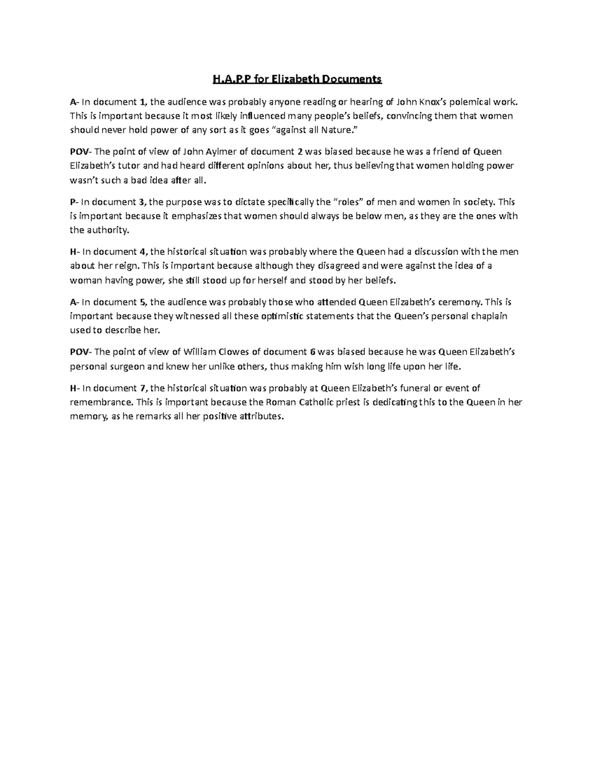 Happy Elizabeth Documents - H.A.P for Elizabeth Documents A- In ...