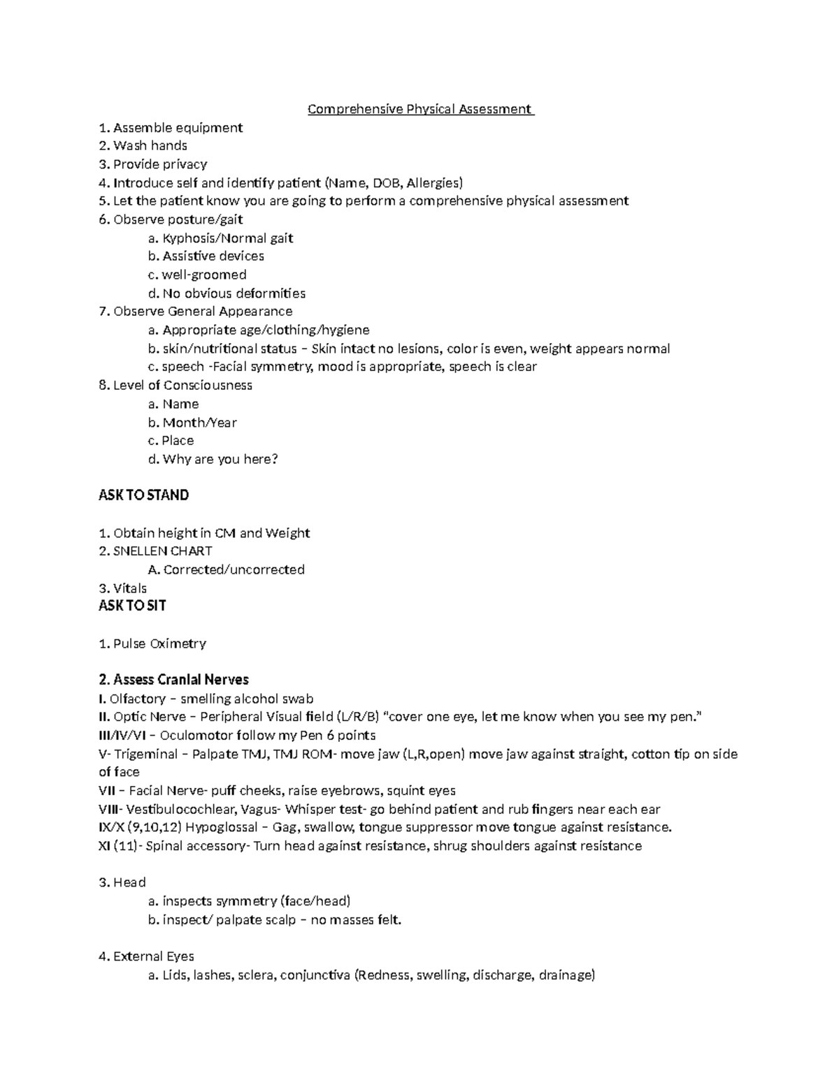 Comprehensive Physical Assessment - Comprehensive Physical Assessment ...