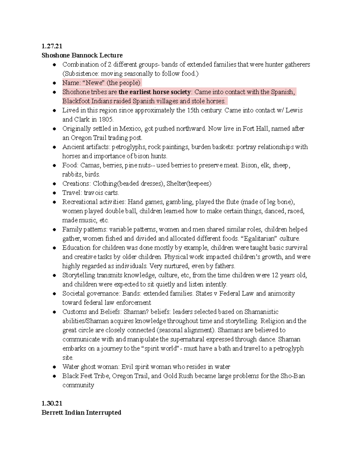 Cultural Anthropology Unit 1 Notes - 1. Shoshone Bannock Lecture ...