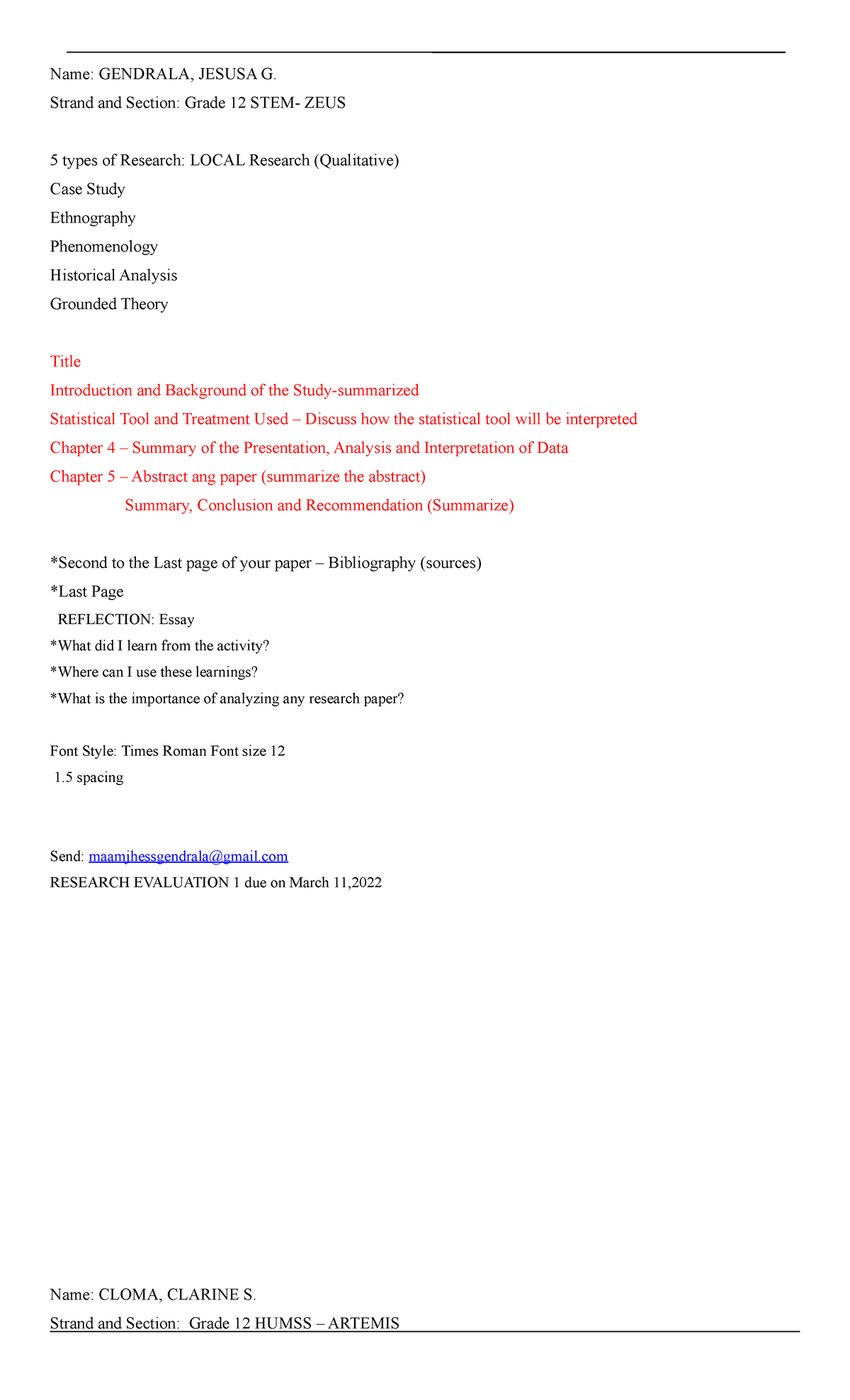 Feasib- Format research paper for senior highschool - Name: GENDRALA ...