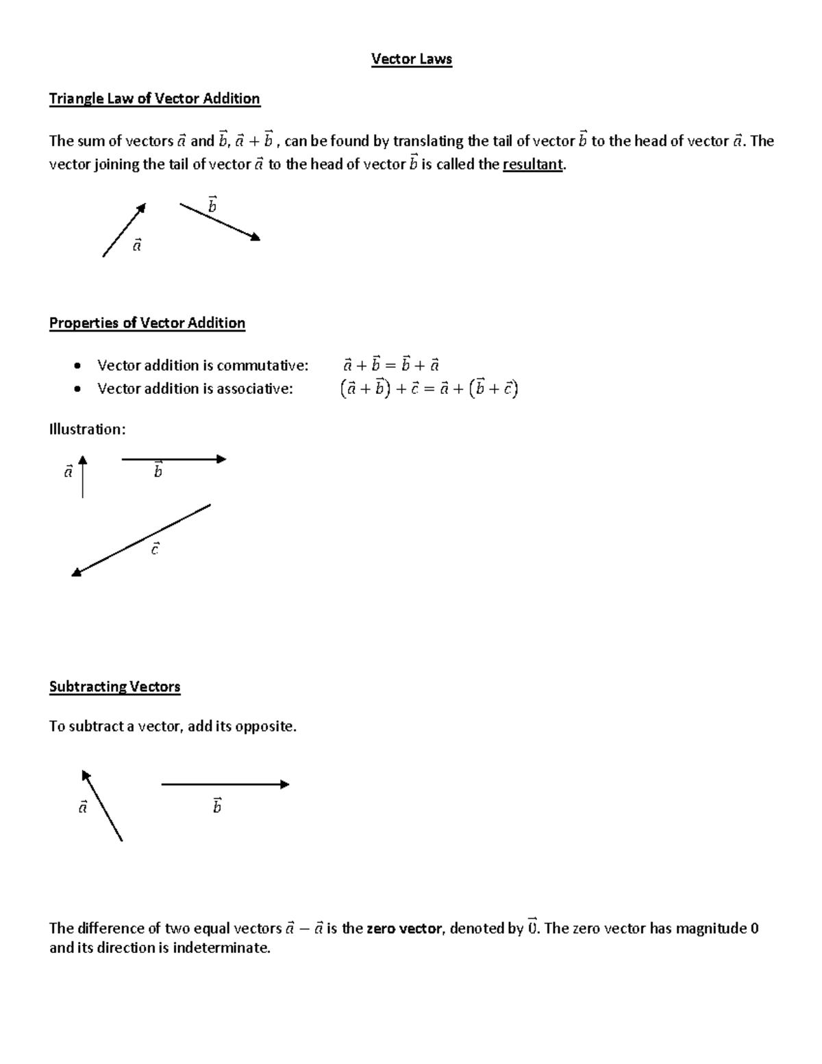 2-Vector Laws - Vector laws - calculus - Vector Laws Triangle Law of ...