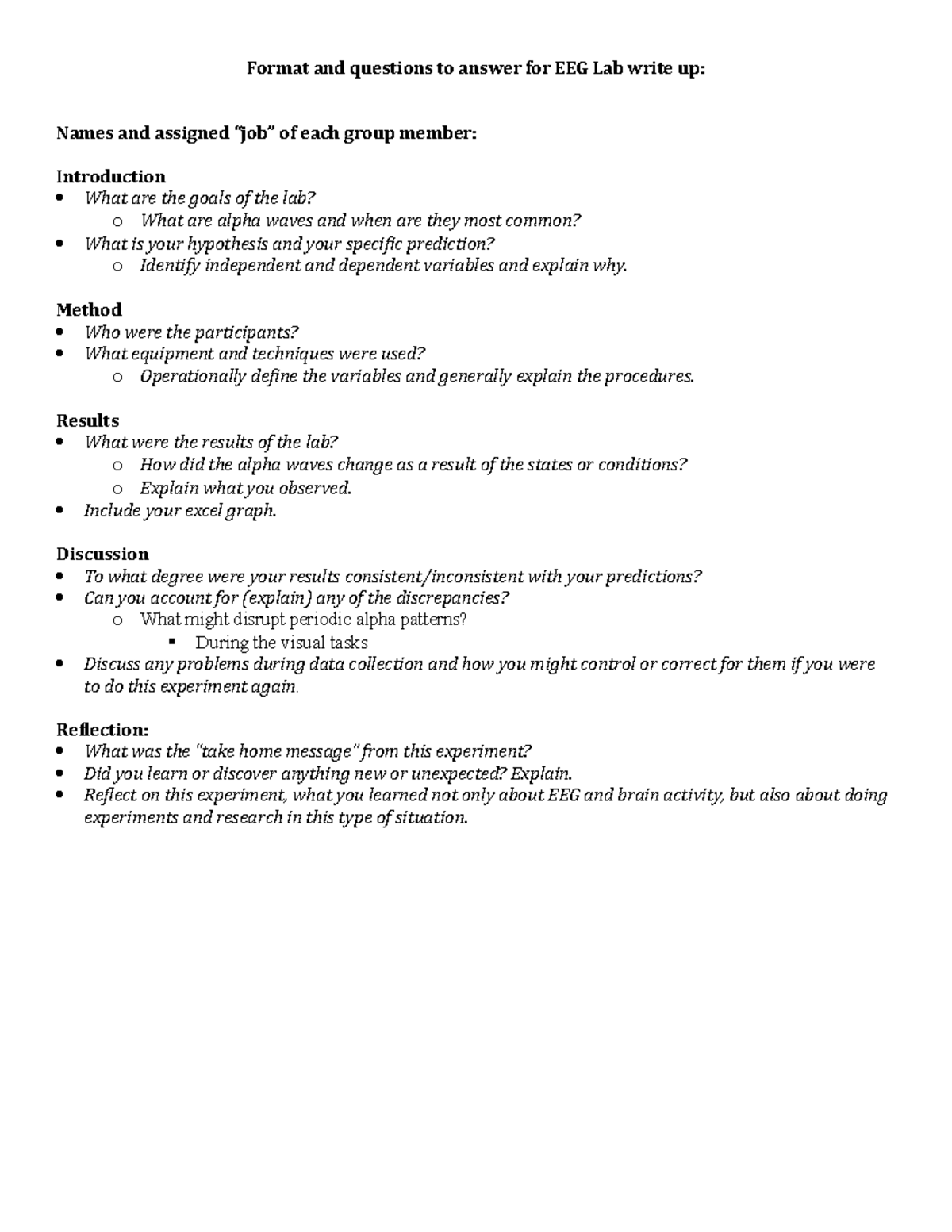EEG lab writeup - Research Methods - Format and questions to answer for ...
