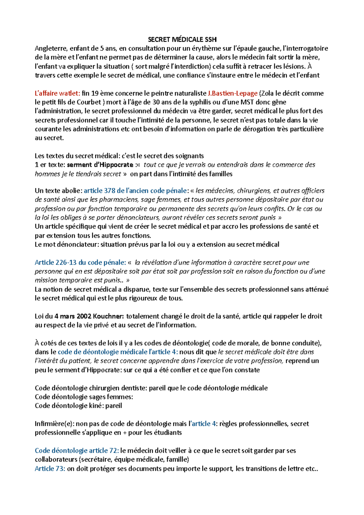 SSH - secret médical - Cours SSH S1 LAS 2021/2022 - SECRET MÉDICALE SSH ...