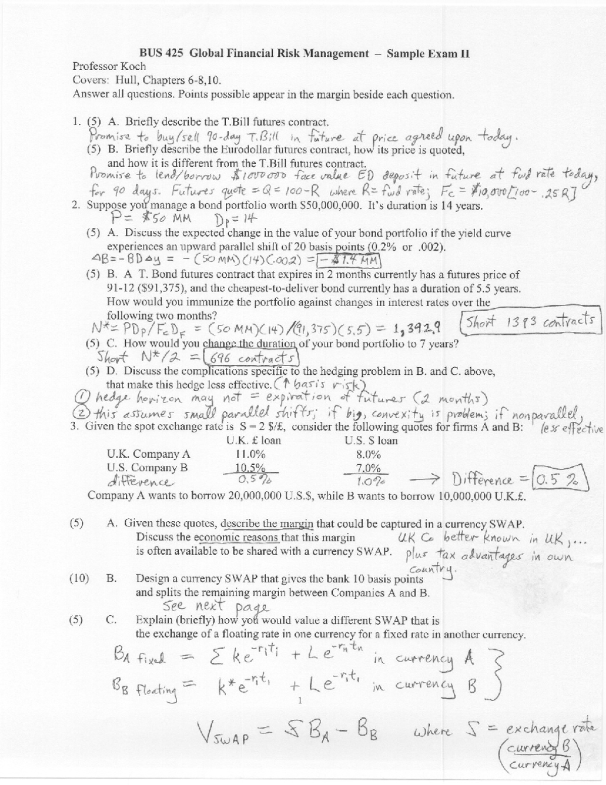 Riskmgt fin425 sample exam2-solutions - FIN 424 - Studocu