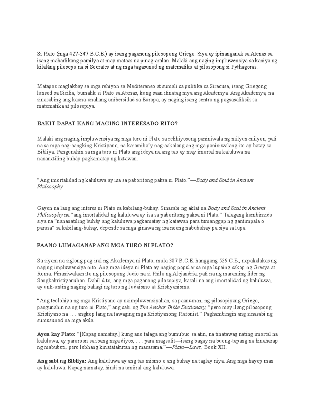 History of Plato - Si Plato (mga 427-347 B.C.) ay isang paganong ...