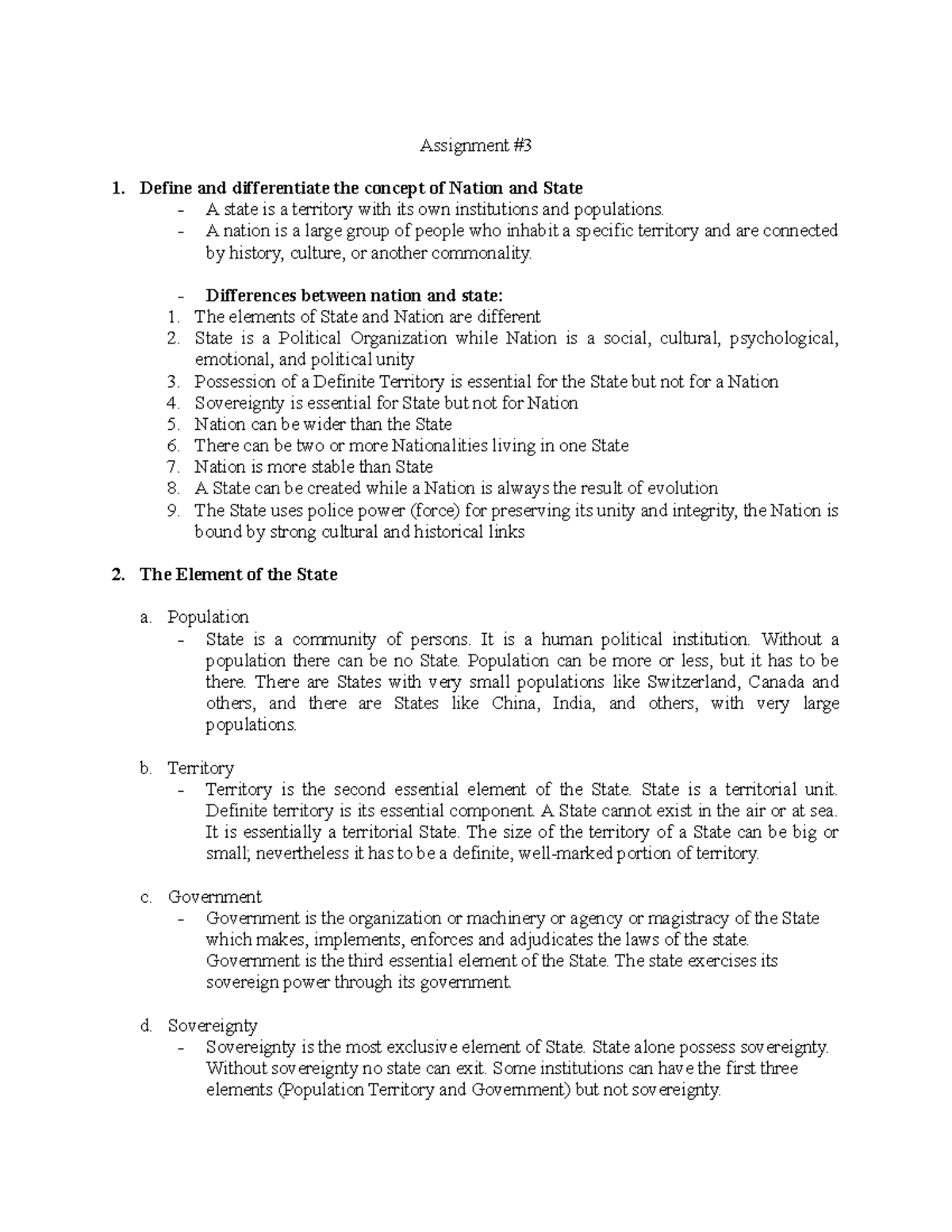 Assignment 6 in Politics, Governance and Citizenship - Assignment # 1 ...