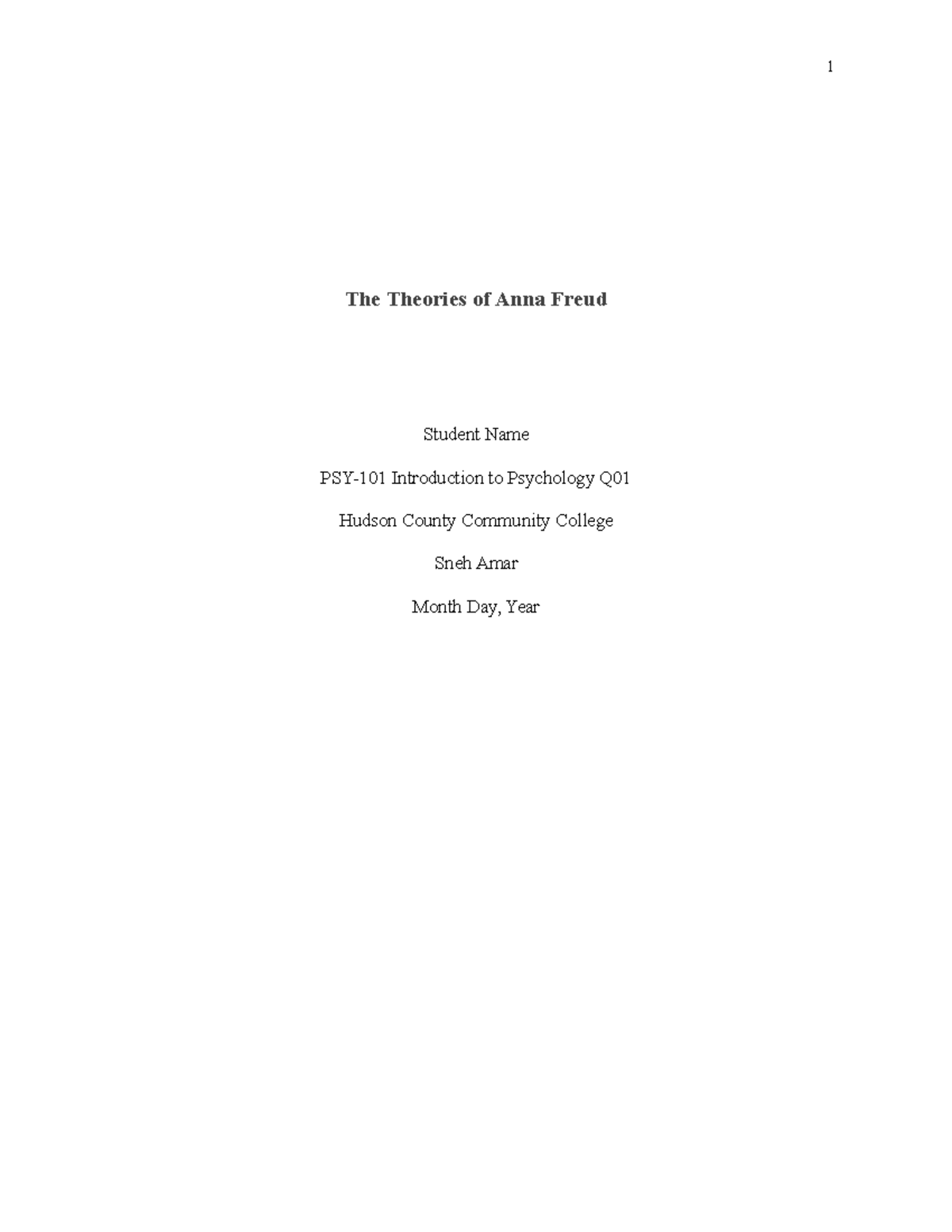 Psychologist Research Paper - Intro to Psychology Professor Sneh Amar ...