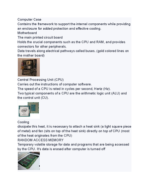 Computers 1 - practice materials - Ability to understand how a computer ...