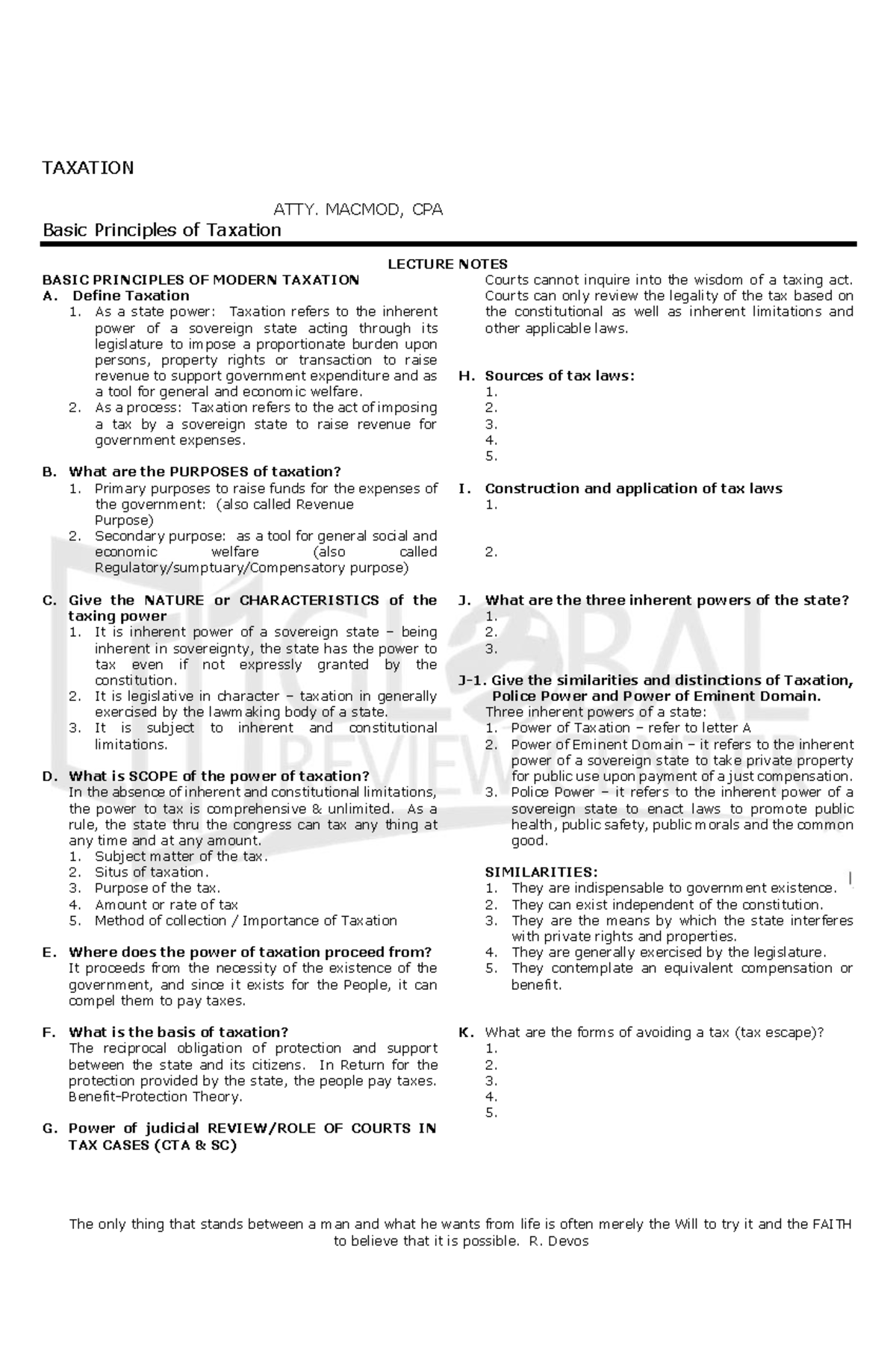 Basic- Principles- Taxation - TAXATION ATTY. MACMOD, CPA Basic Principles of Taxation LECTURE ...