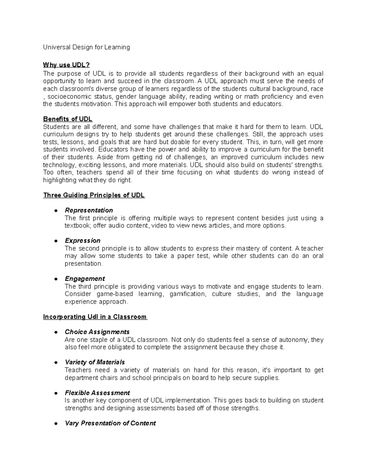 Universal Design for Learning - A UDL approach must serve the needs of ...