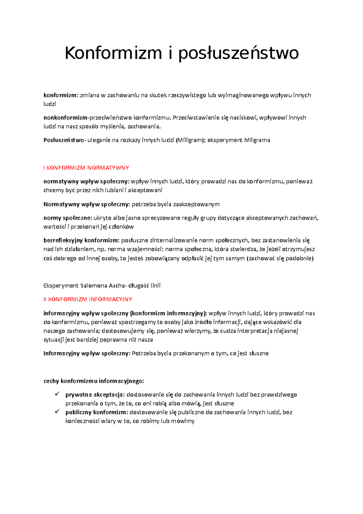 Konformizm - Przeciwstawienie się naciskowi, wpływowi innych ludzi na nasz sposób myślenia ...