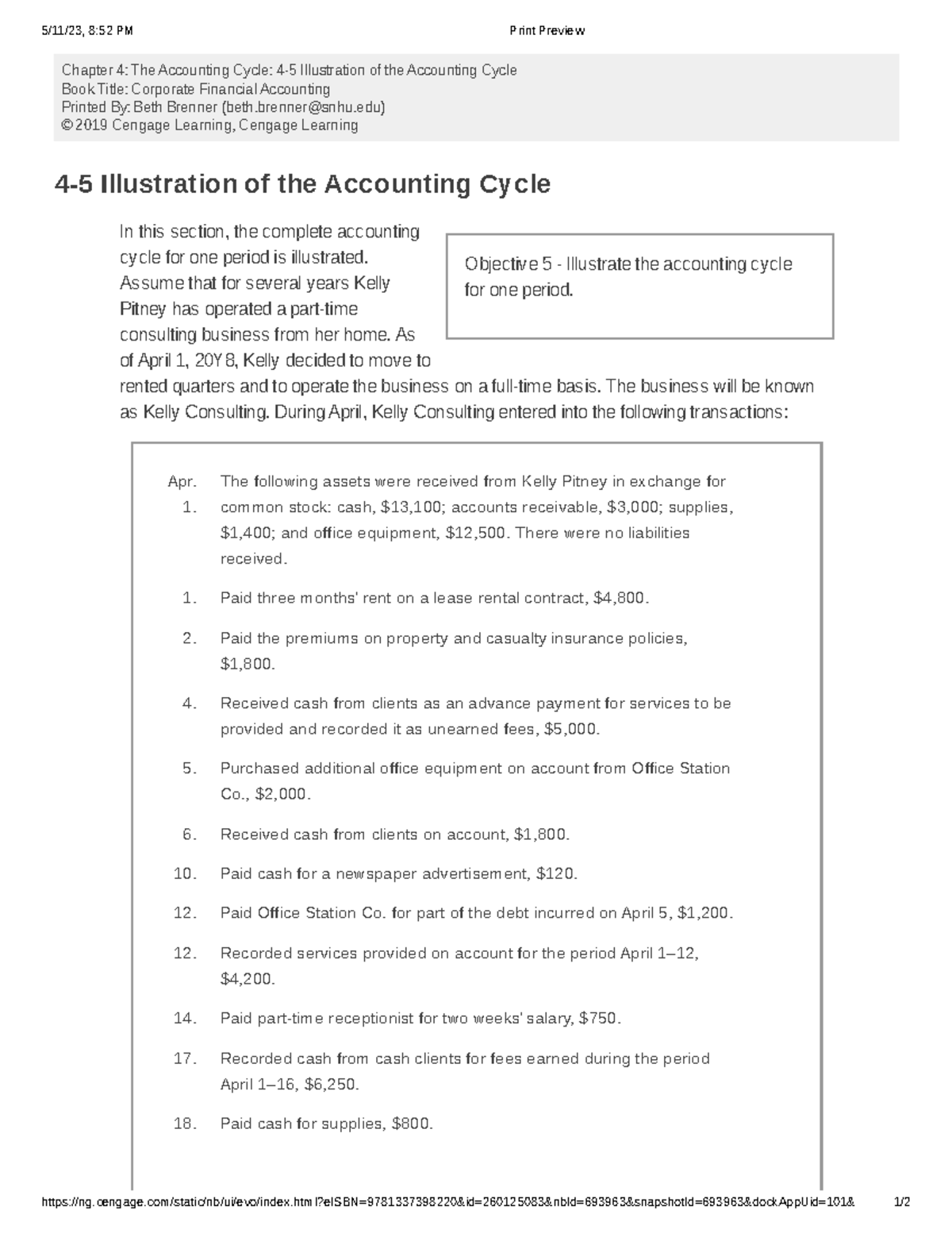 Accounting cycle - 5/11/23, 8:52 PM Print Preview - Studocu