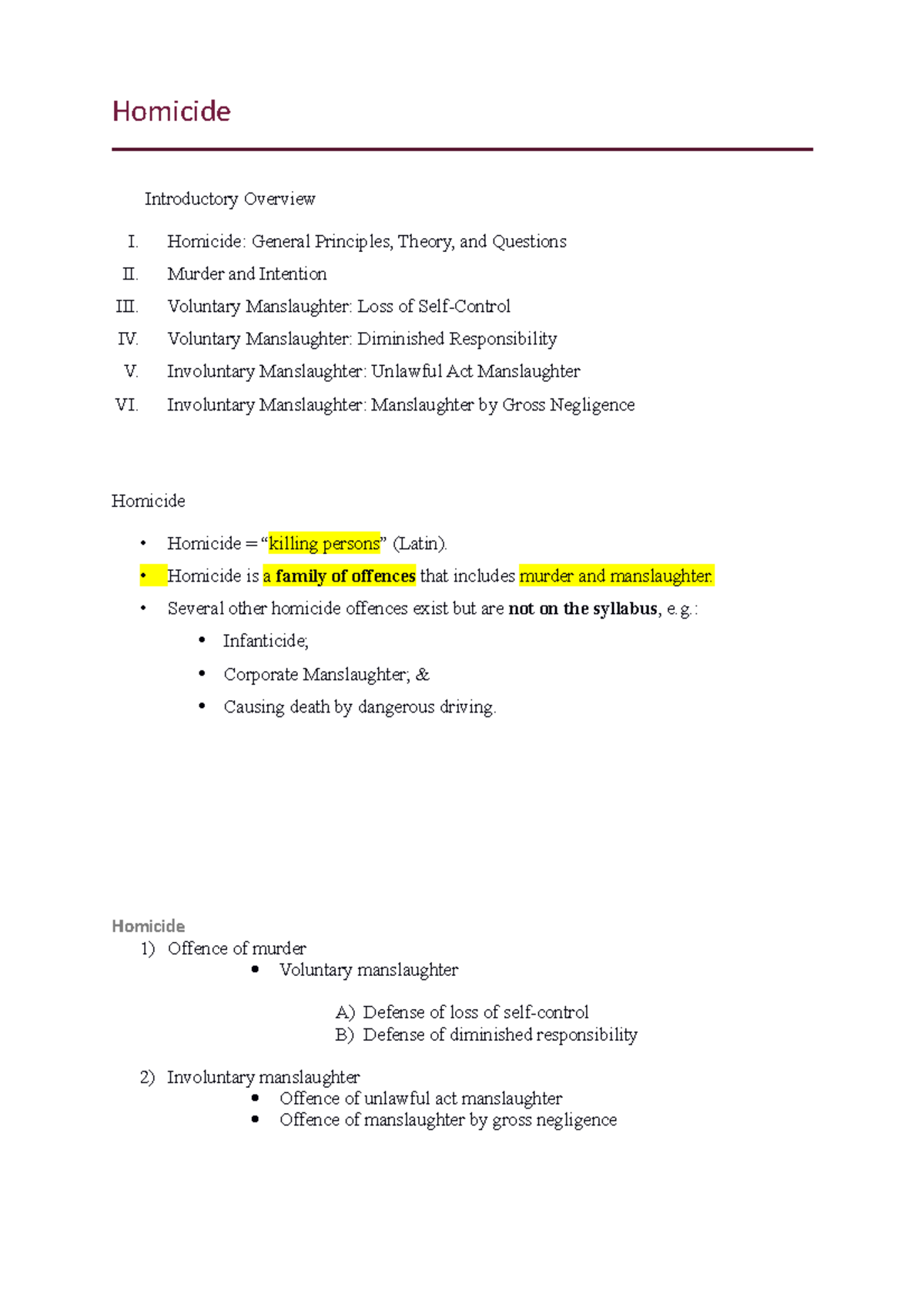 Homicide part 1 - LAW135 Criminal Law and Justice (AUTUMN 2021~22 ...