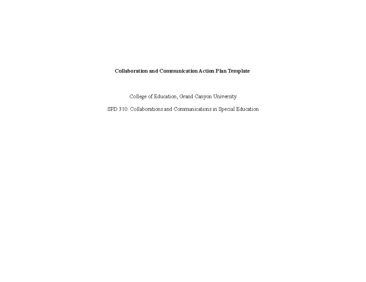 SPD 310- Benchmark- Collaboration and Communication Action plan ...