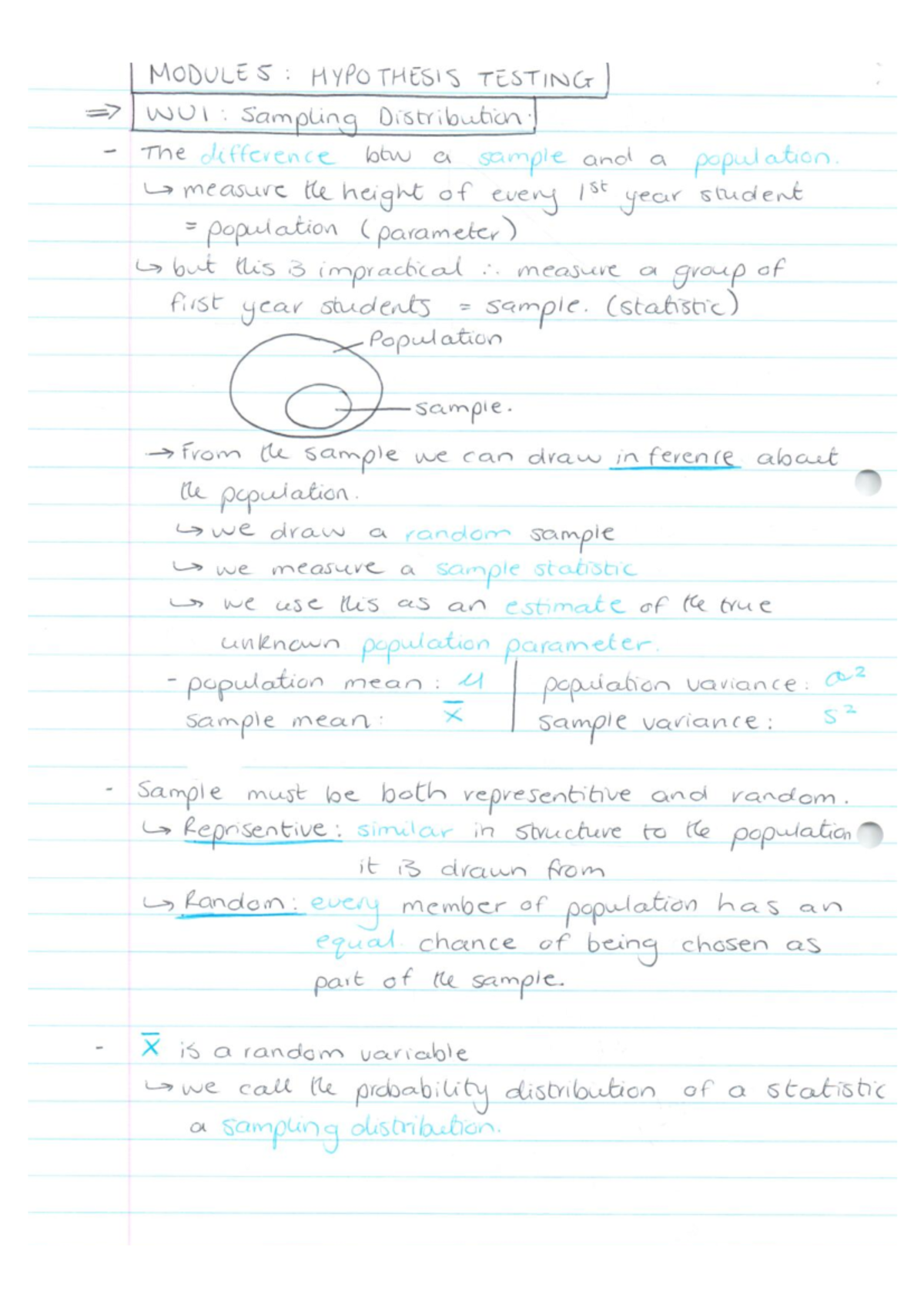 Week 9 Summary - STA1006 - Studocu